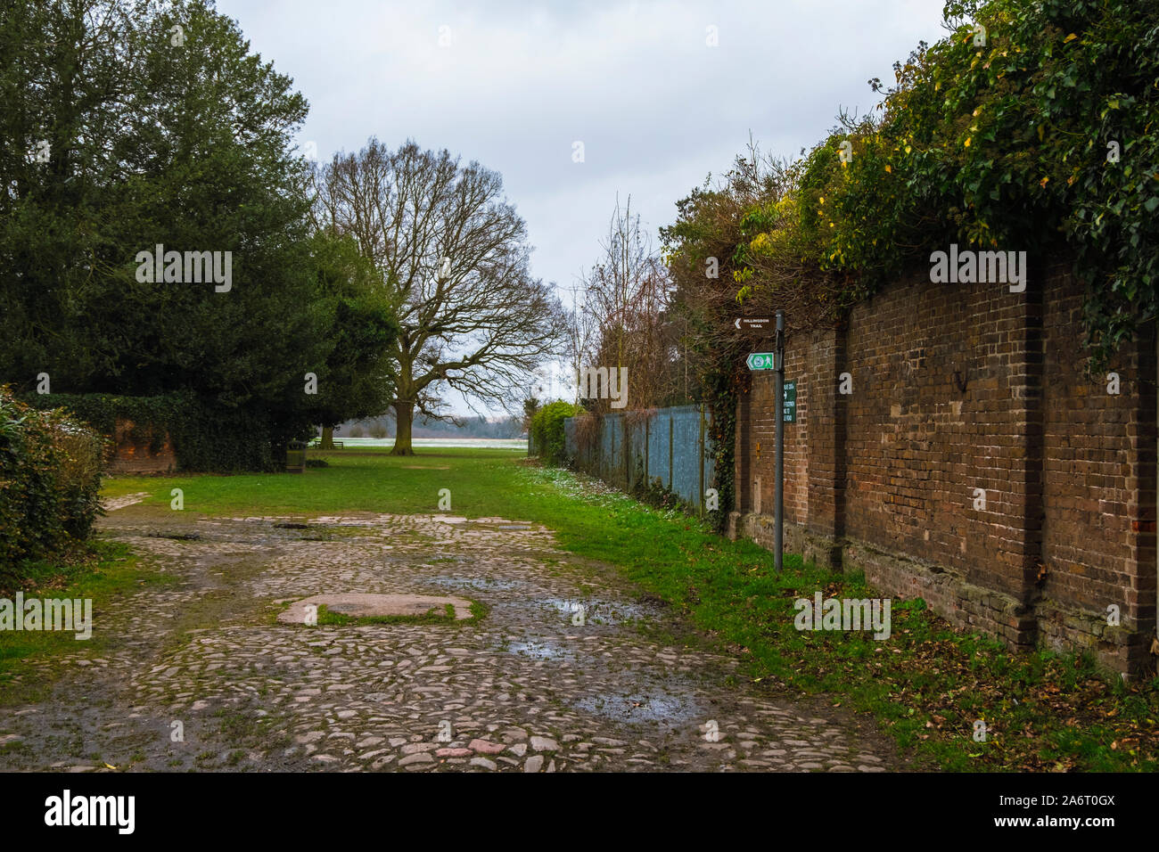 London, UK - March 17 2018: Sign of the Hillingdon Trail near the walls ...