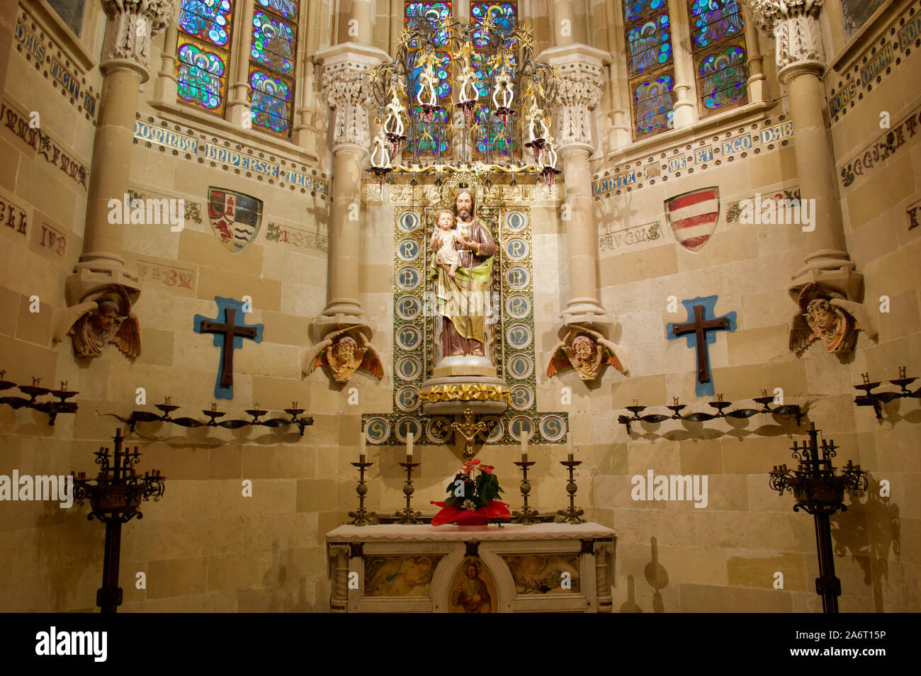 A sculpture of Jesus Christ in the crypt at La Sagrada Familia in ...