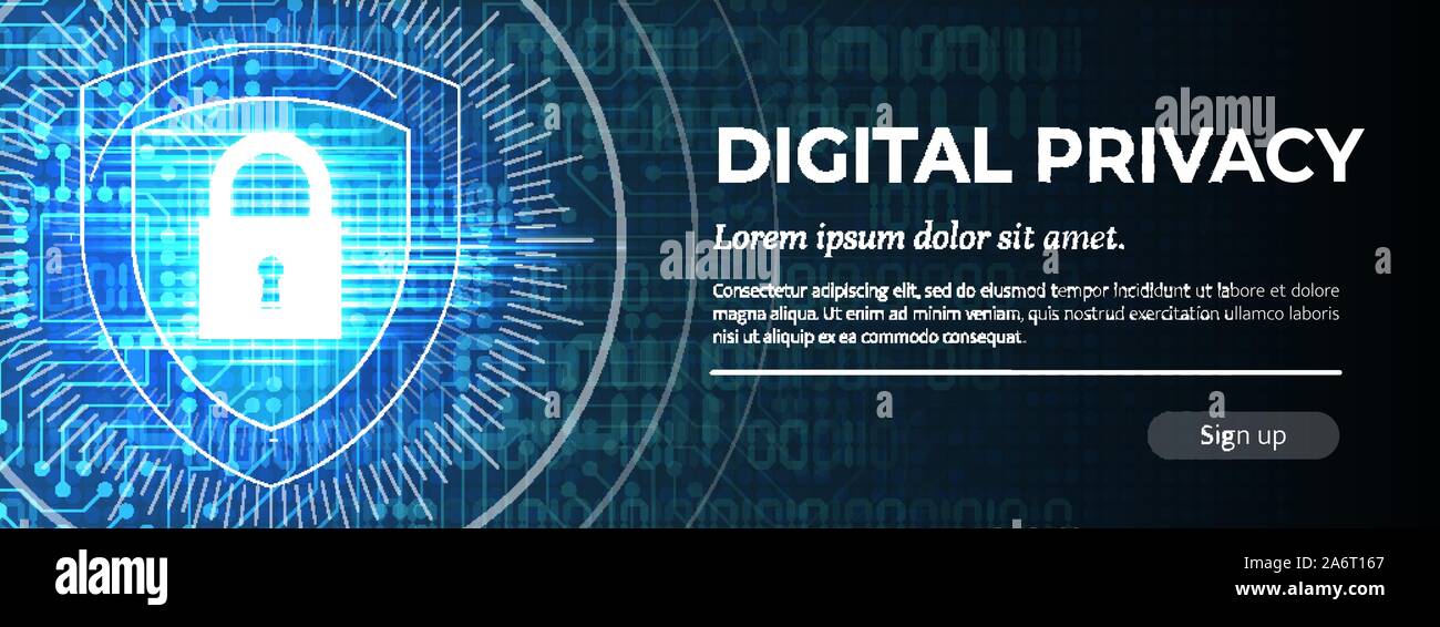 Digital Privacy. The Blue Digital Background. Vector Stock Vector Image ...