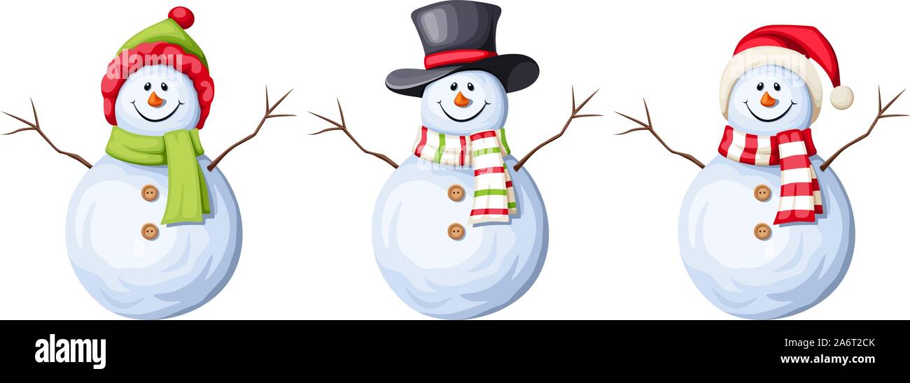 Three snowmen Stock Vector Images - Alamy