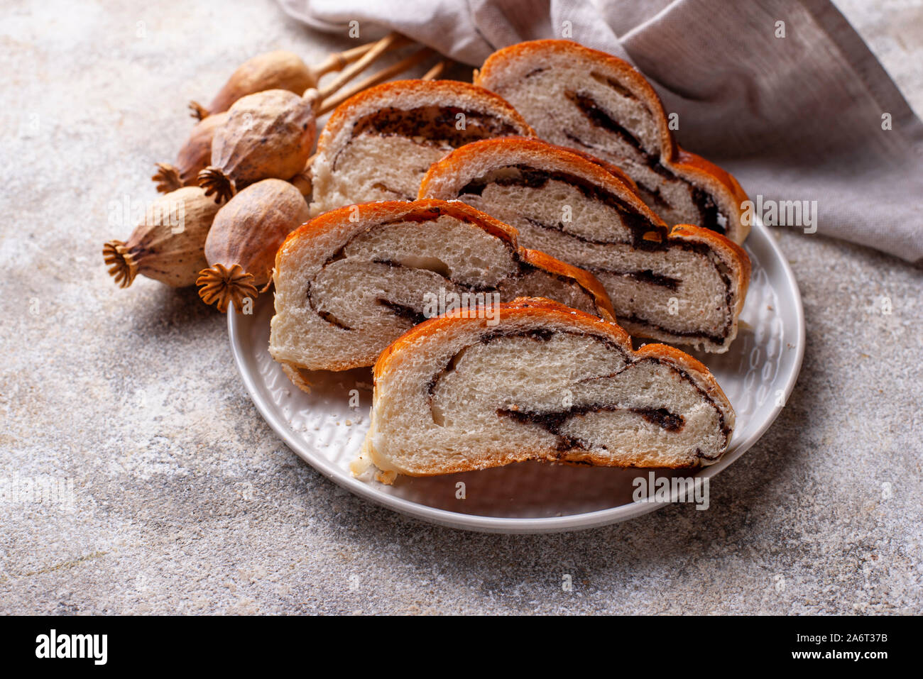 Sweet bread with poppy seeds Stock Photo - Alamy