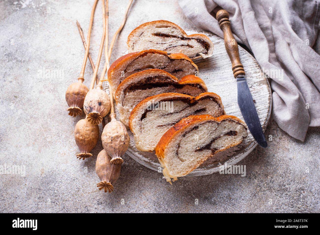 Sweet bread with poppy seeds Stock Photo - Alamy