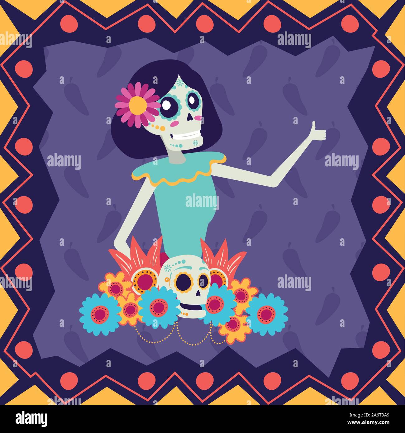 dia de los muertos card with catrina character Stock Vector Image & Art ...