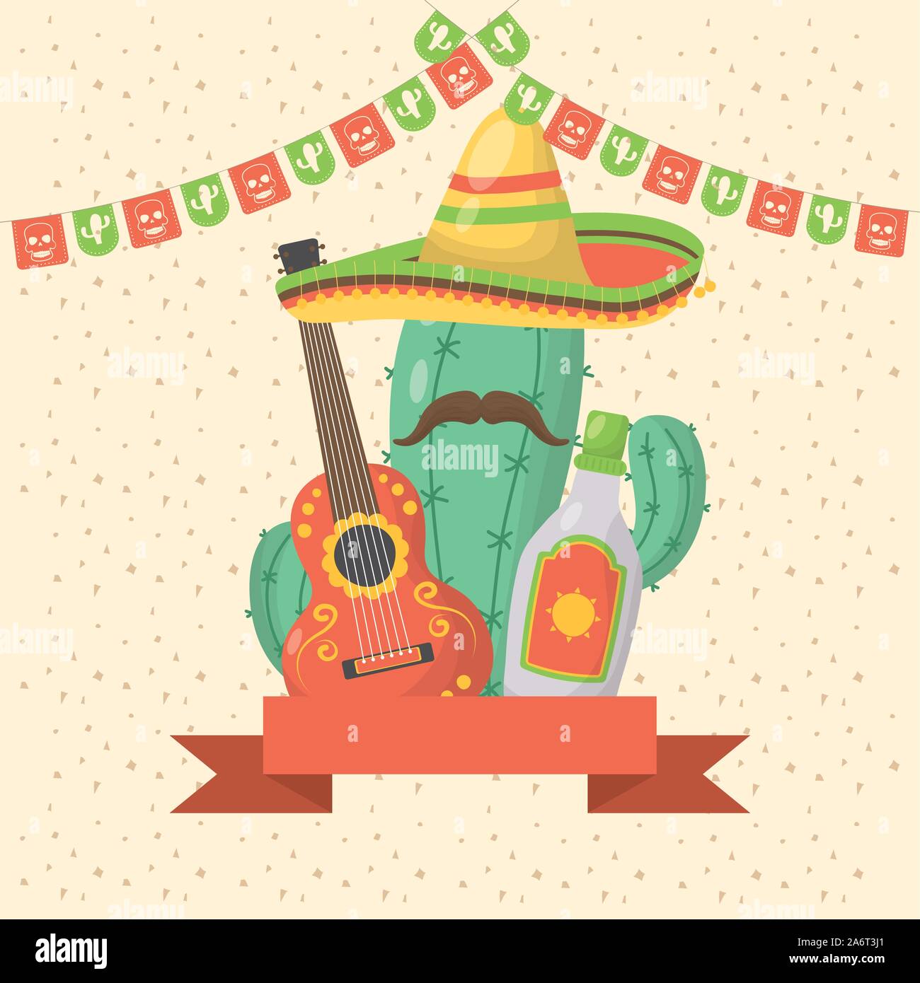 viva mexico celebration with cactus and hat Stock Vector Image & Art ...