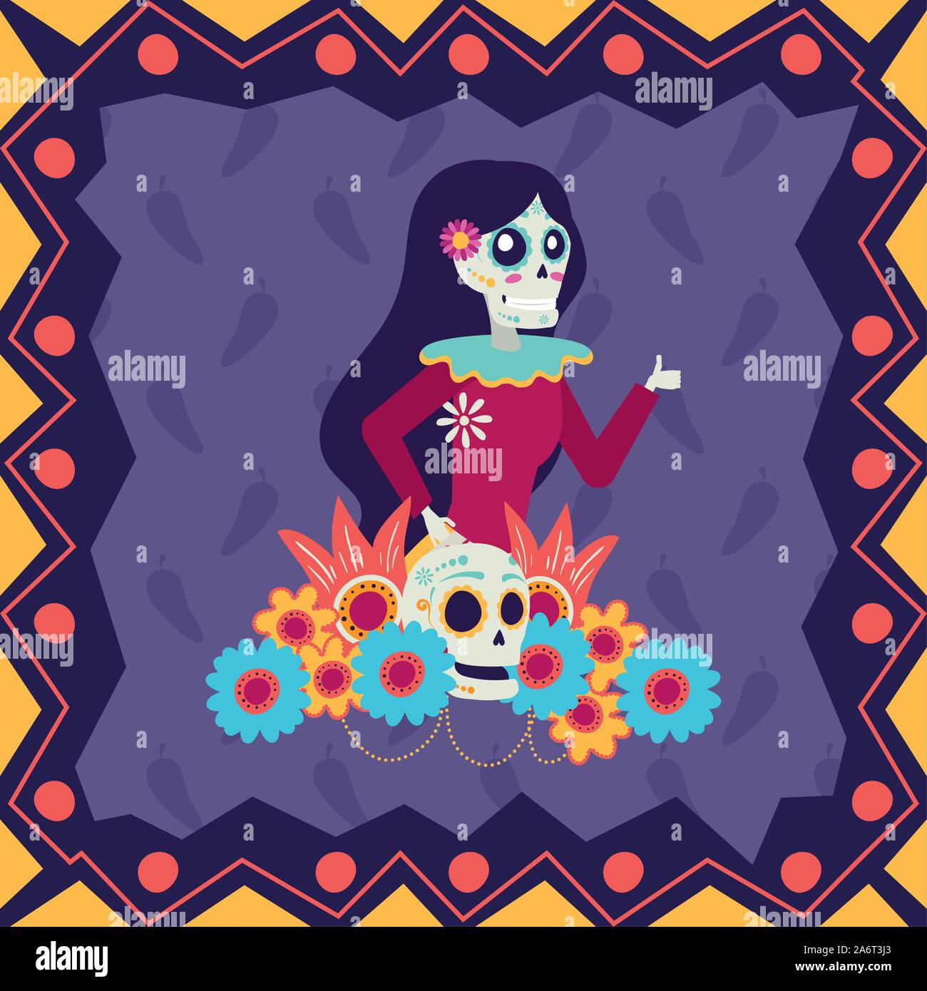 dia de los muertos card with catrina character Stock Vector Image & Art ...