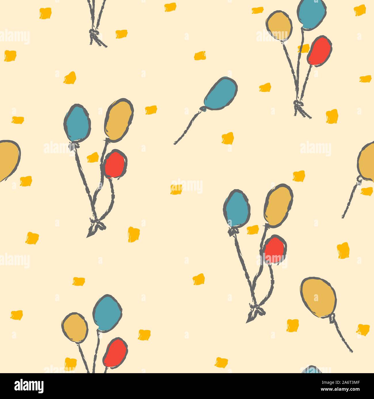 Seamless Funny Pattern with colorful balloons. Hand Drawn Design ...