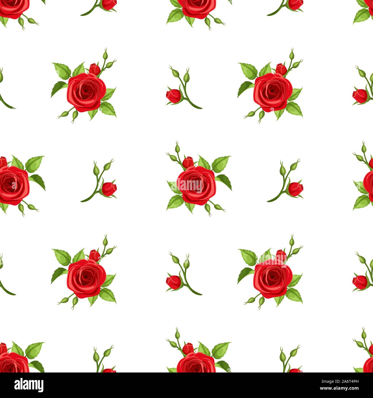 Vector seamless pattern with red roses on a white background Stock ...
