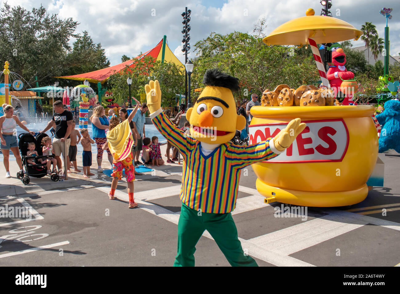 Orlando, Florida. October 24, 2019. Bert dancing in Sesame Street Party ...