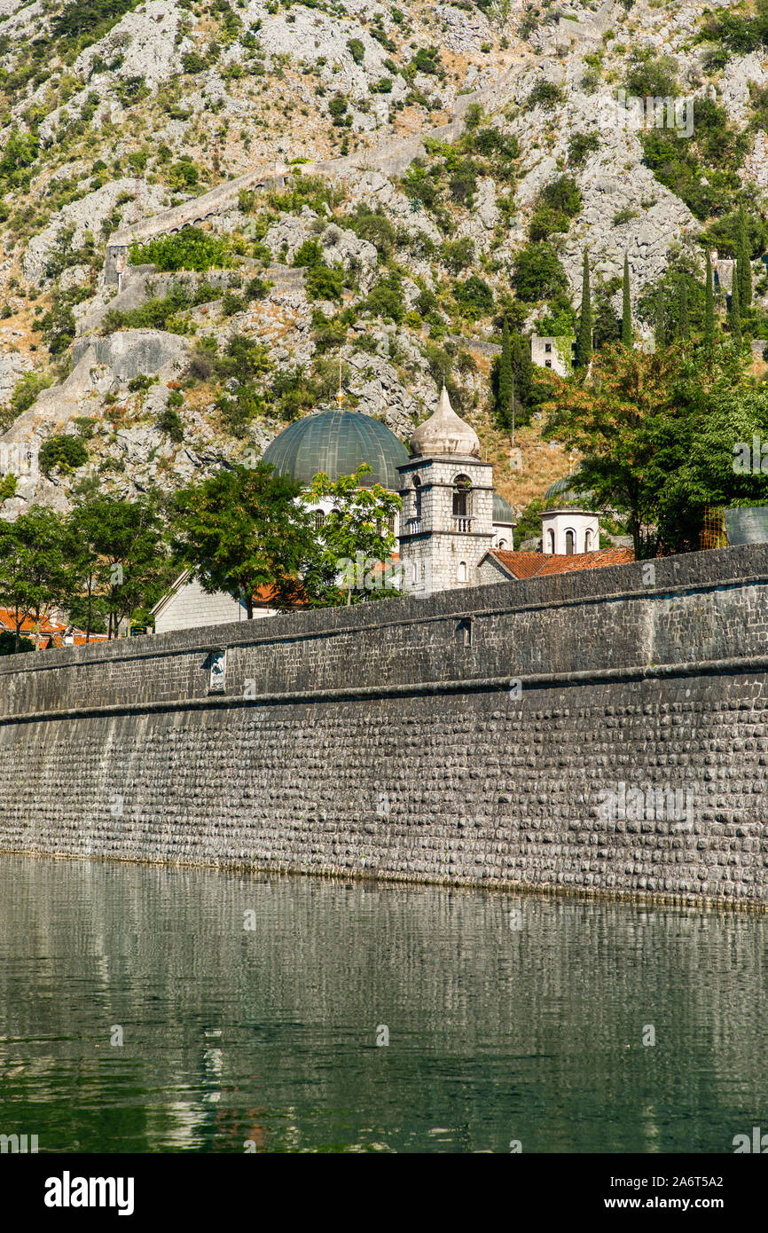 Panoramic aerial view on Kator bay and the city of Kotor. Montenegro ...