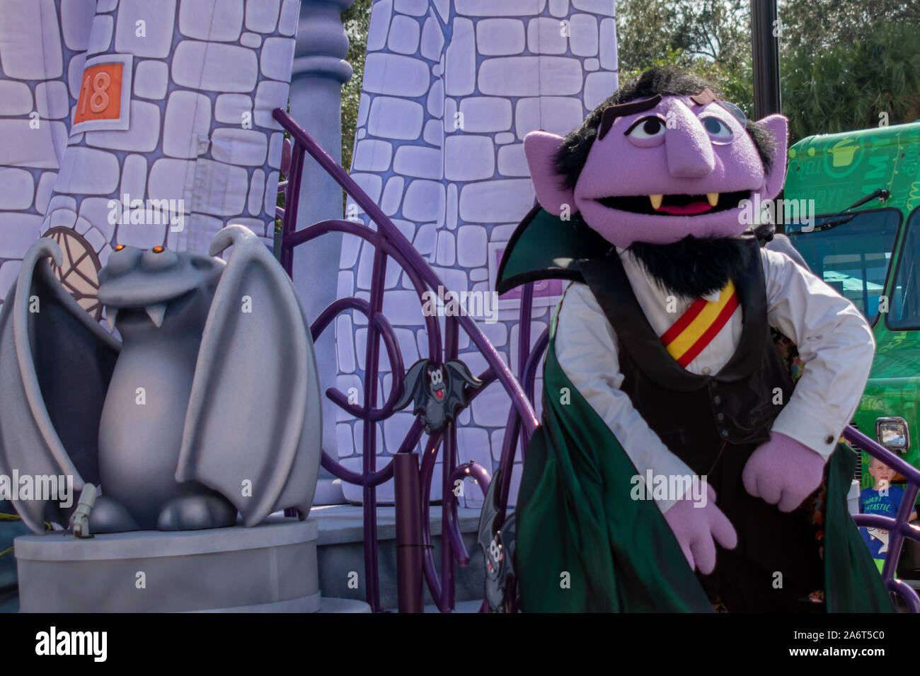 Orlando, Florida. October 24, 2019. Count Von Count dancing at Sesame ...