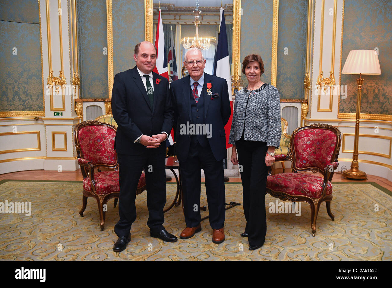 Defence secretary Ben Wallace stands with French Ambassador Catherine ...