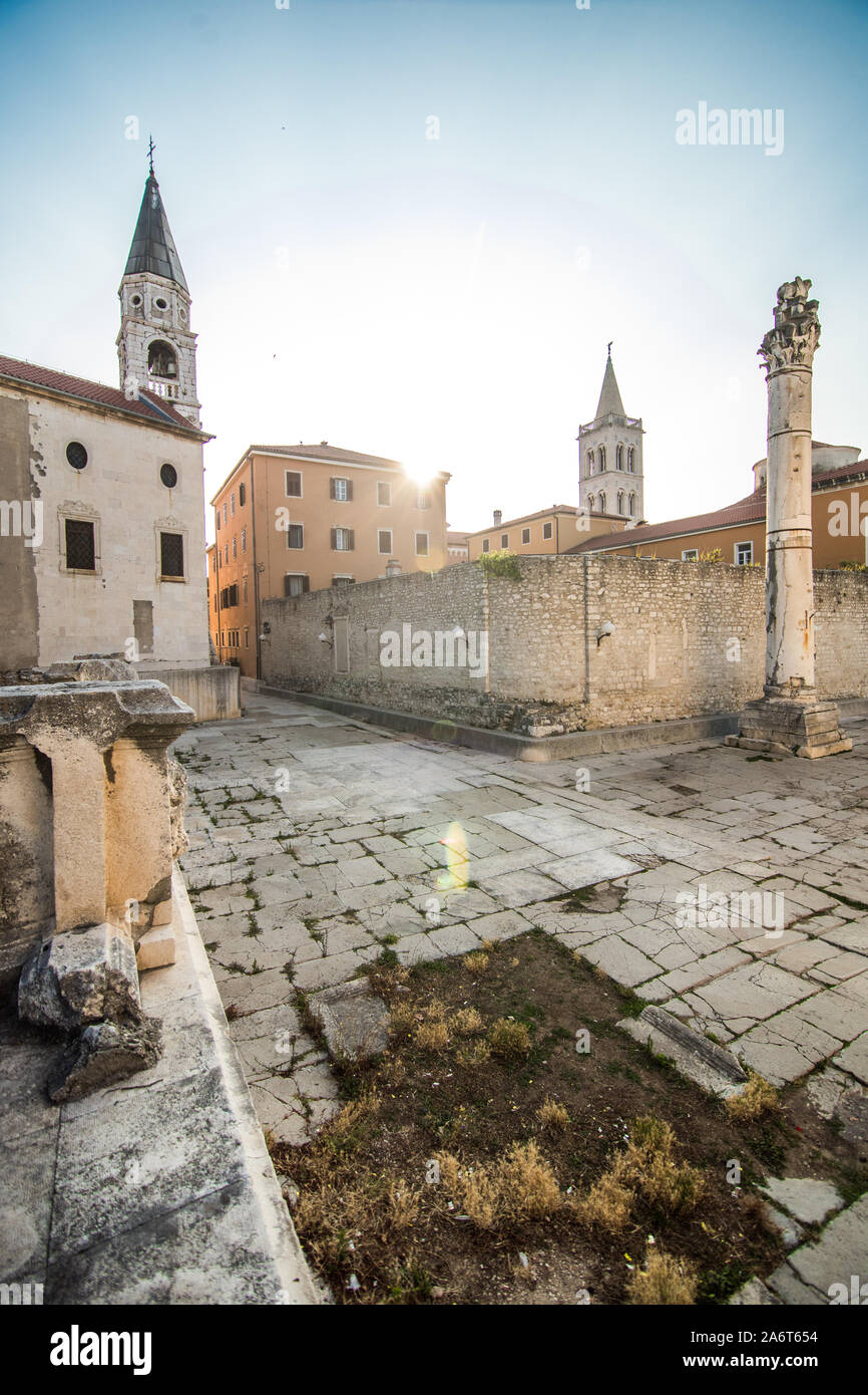 Roman ruins and Church of St. Donat, Zadar, Croatia, adriatic region of ...