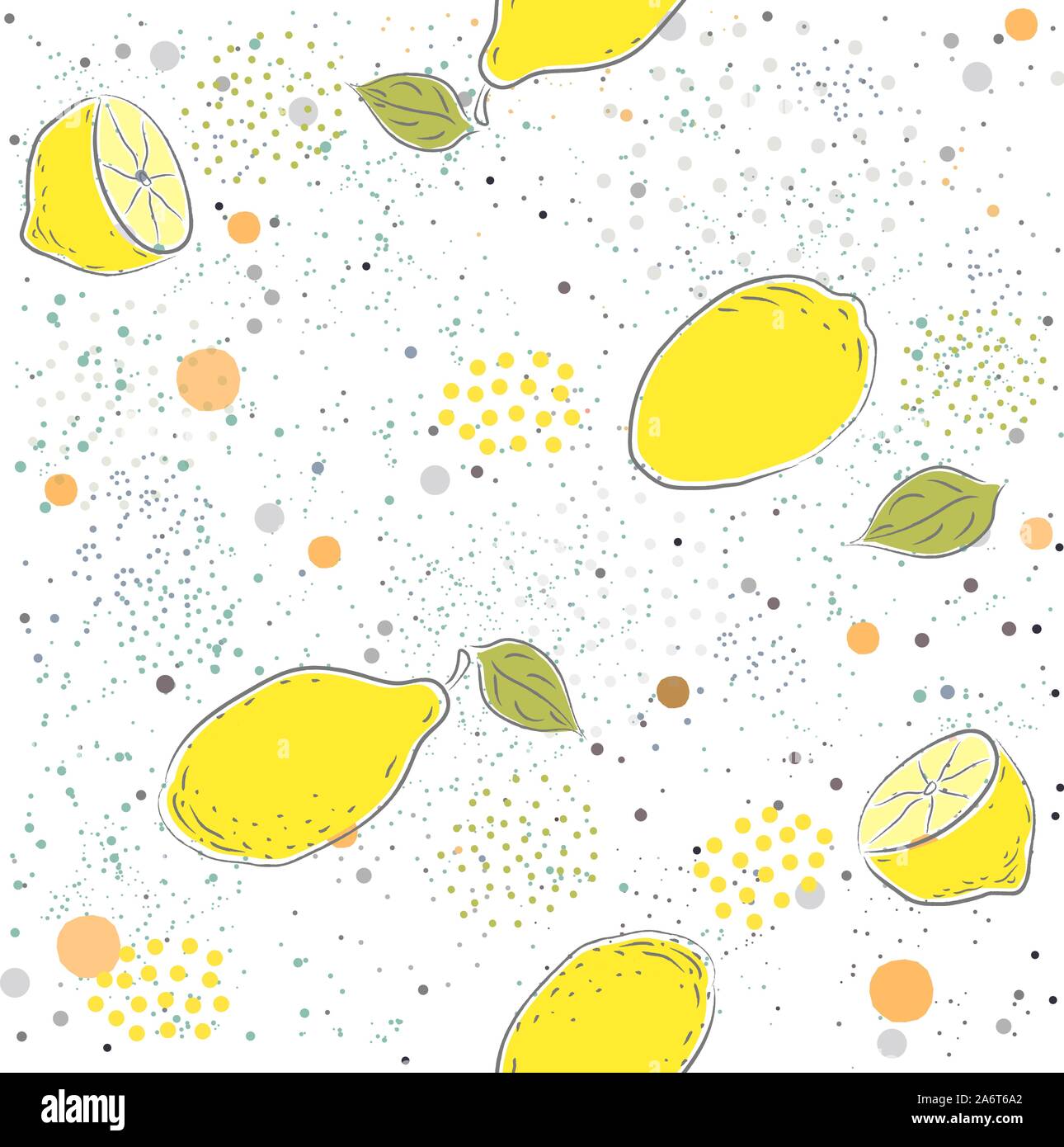 Cute Seamless Pattern with lemon. Hand Drawn. Vector Illustration Stock ...