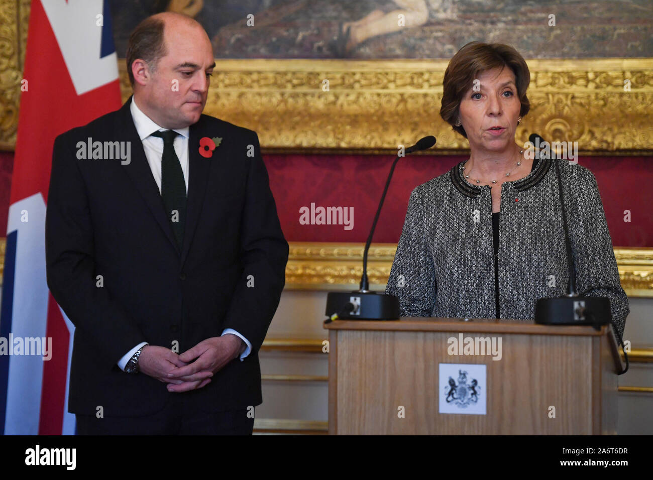 French Ambassador Catherine Colonna, watched by Defence secretary Ben ...