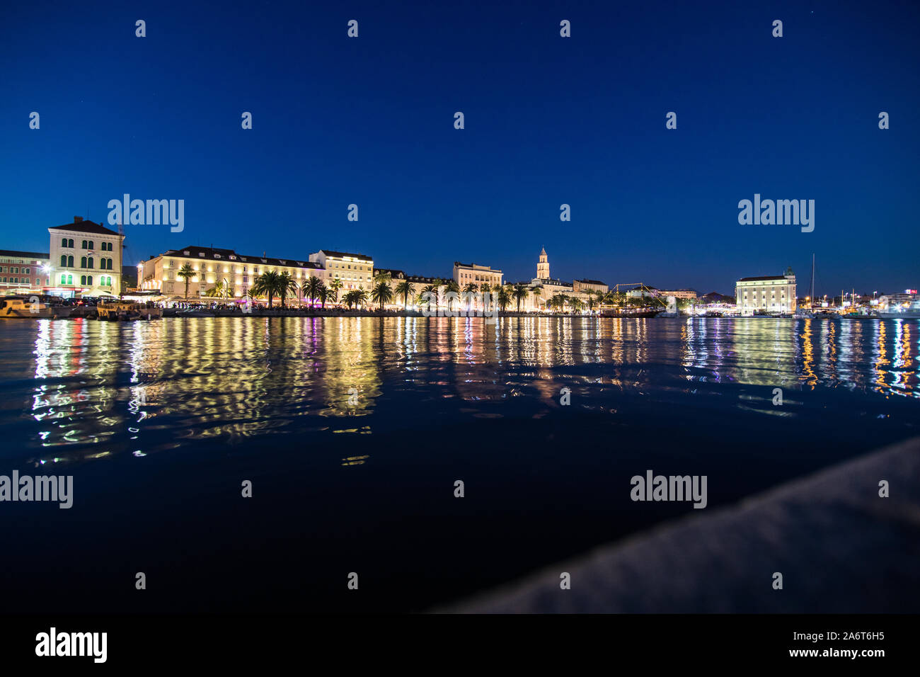 Panorama of Old Town of Split at Night, Croatia Stock Photo - Alamy