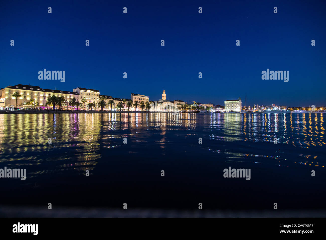 Panorama of Old Town of Split at Night, Croatia Stock Photo - Alamy
