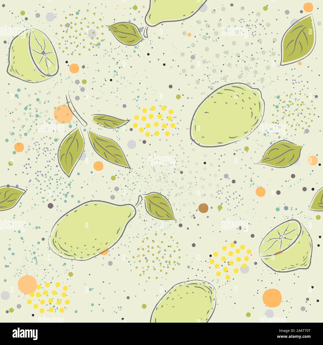 Cute Seamless Pattern with green limes. vector Illustration Stock ...