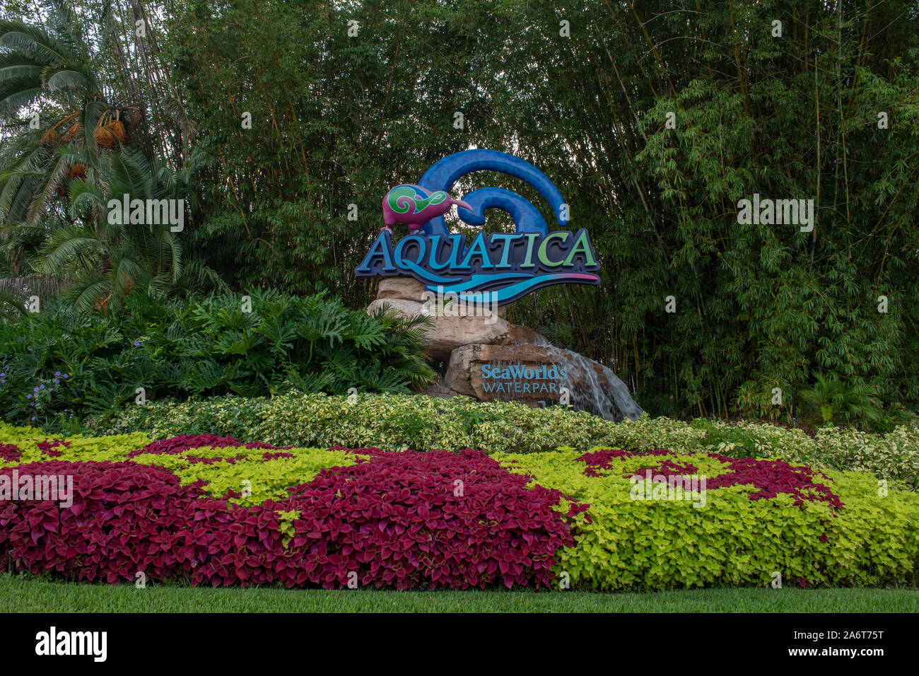 Orlando, Florida. October 25, 2019. Aquatica sign in International ...