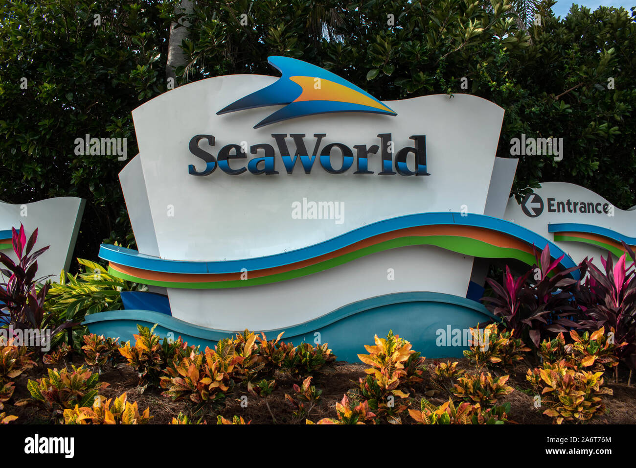 Orlando, Florida. October 25, 2019. Seaworld sign in International ...