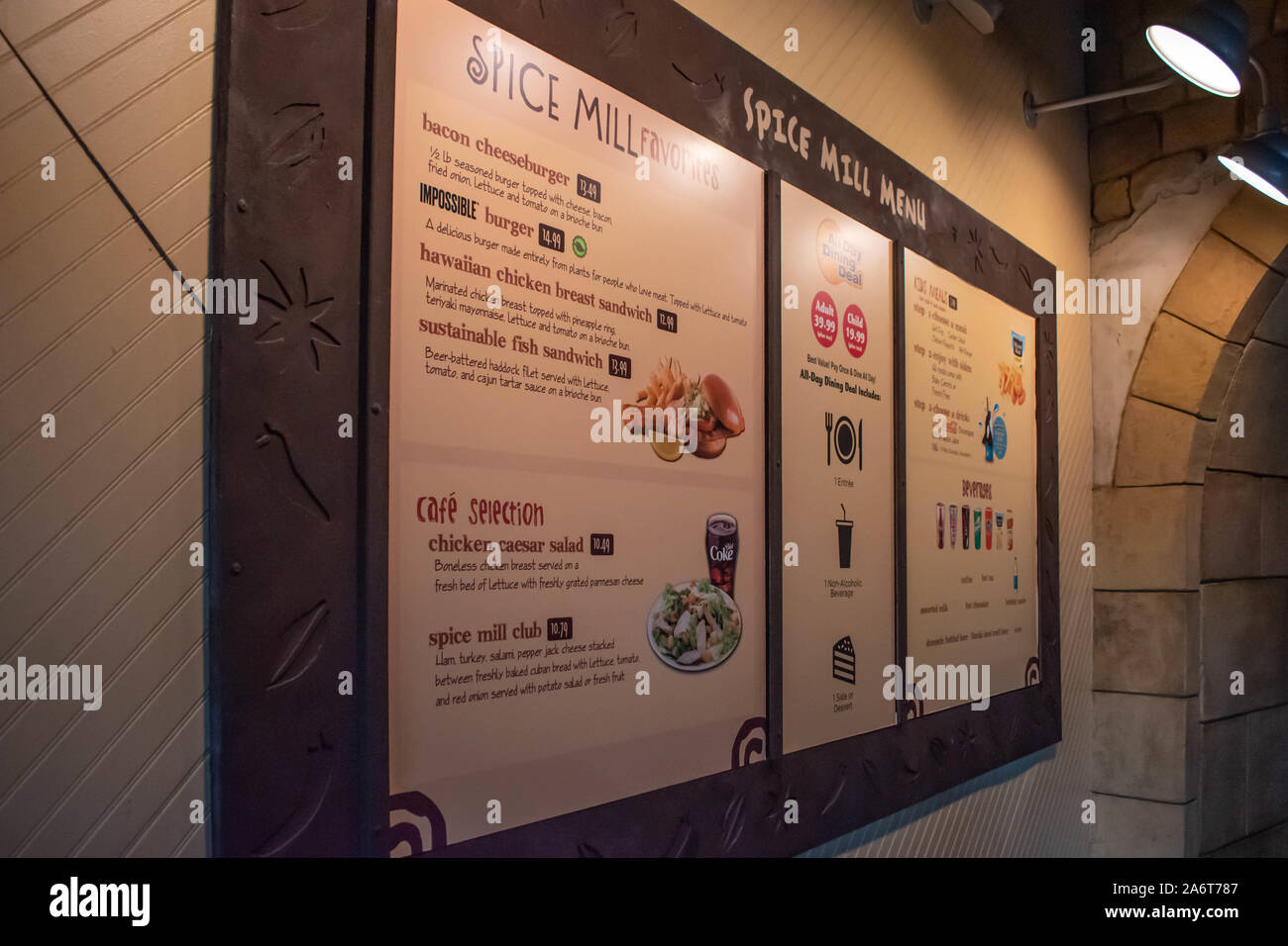 Orlando, Florida. October 27, 2019. Spice Mill Menu at Seaworld Stock ...