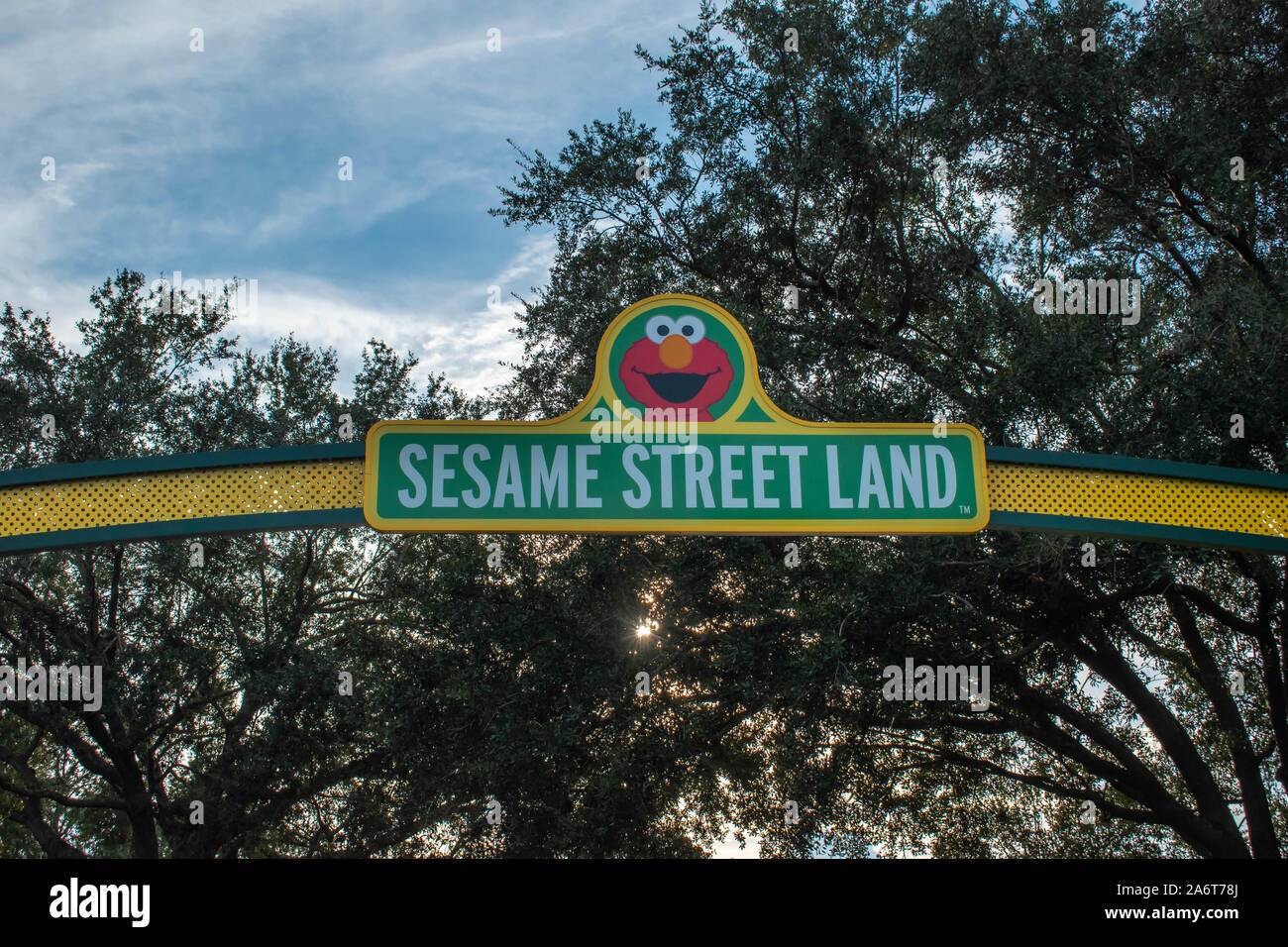 Orlando, Florida. October 27, 2019. Top view of Sesame Street land sign ...