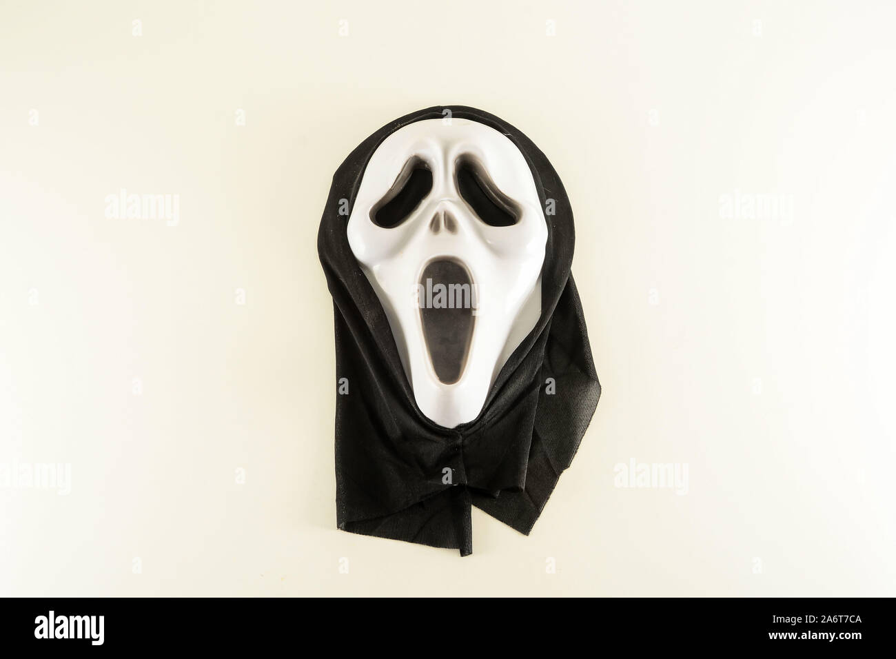 Close-up of screaming carnival mask Object on a White Background Stock ...
