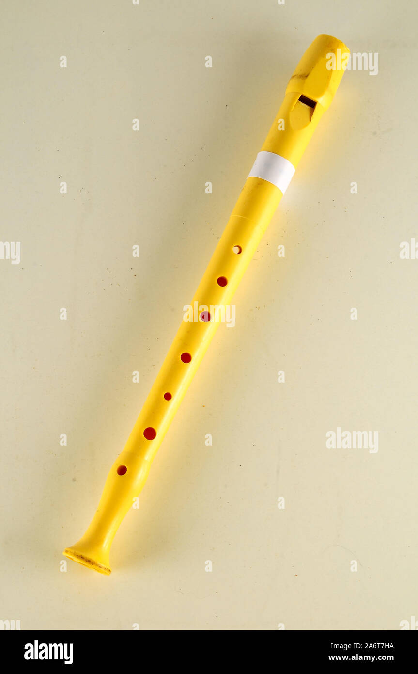 Close-up of music instrument flute Object on a White Background Stock ...