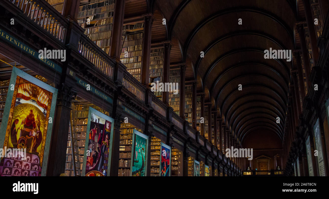 A picture of the interior of the Trinity College Library, in Dublin ...