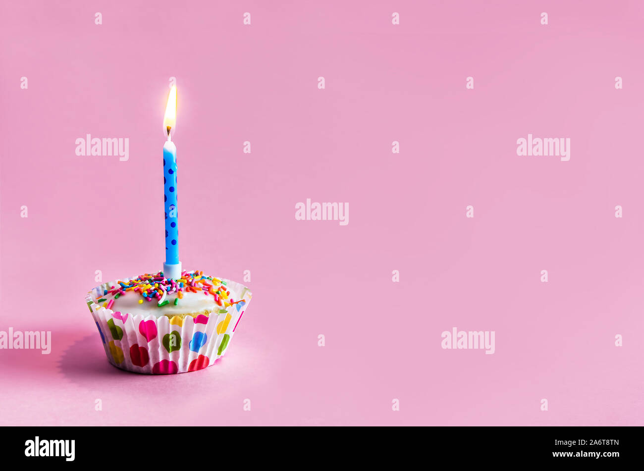 Congratulations. muffin, cupcake with a candle. holiday birthday copy ...