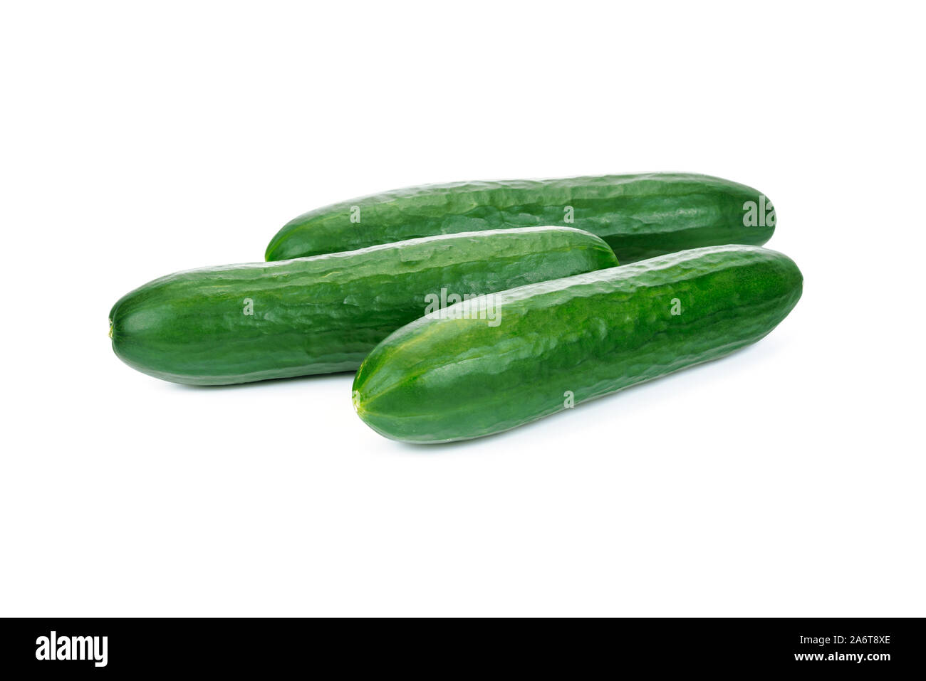 Group of tasty fresh cucumbers from organic farm isolated on a white ...