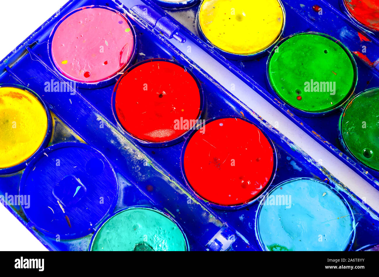 Used vintage Simple set of watercolour paints palette Stock Photo - Alamy