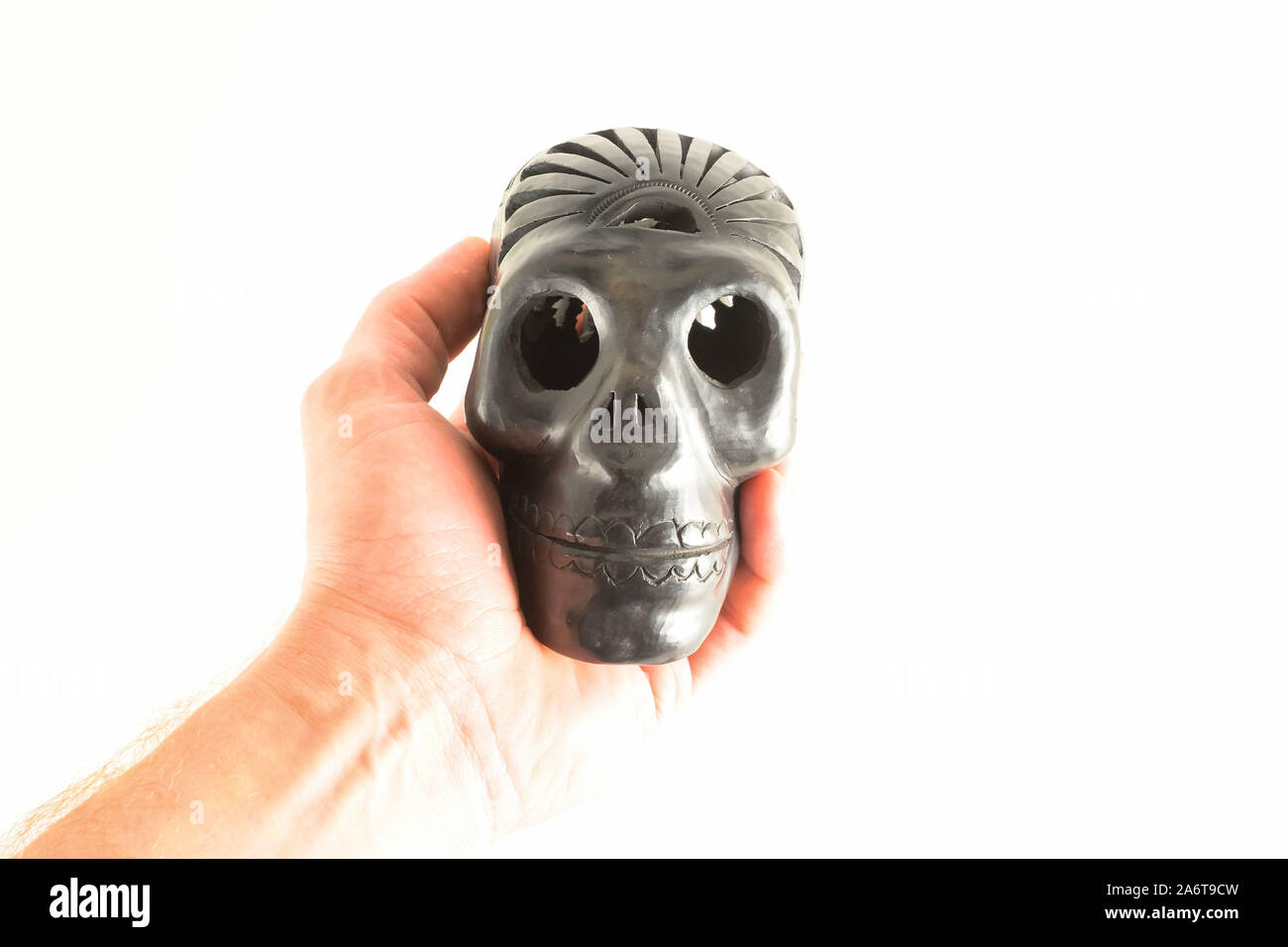 Traditional Mexican Oaxaca black Clay Ceramic Vintage Skull Stock Photo ...