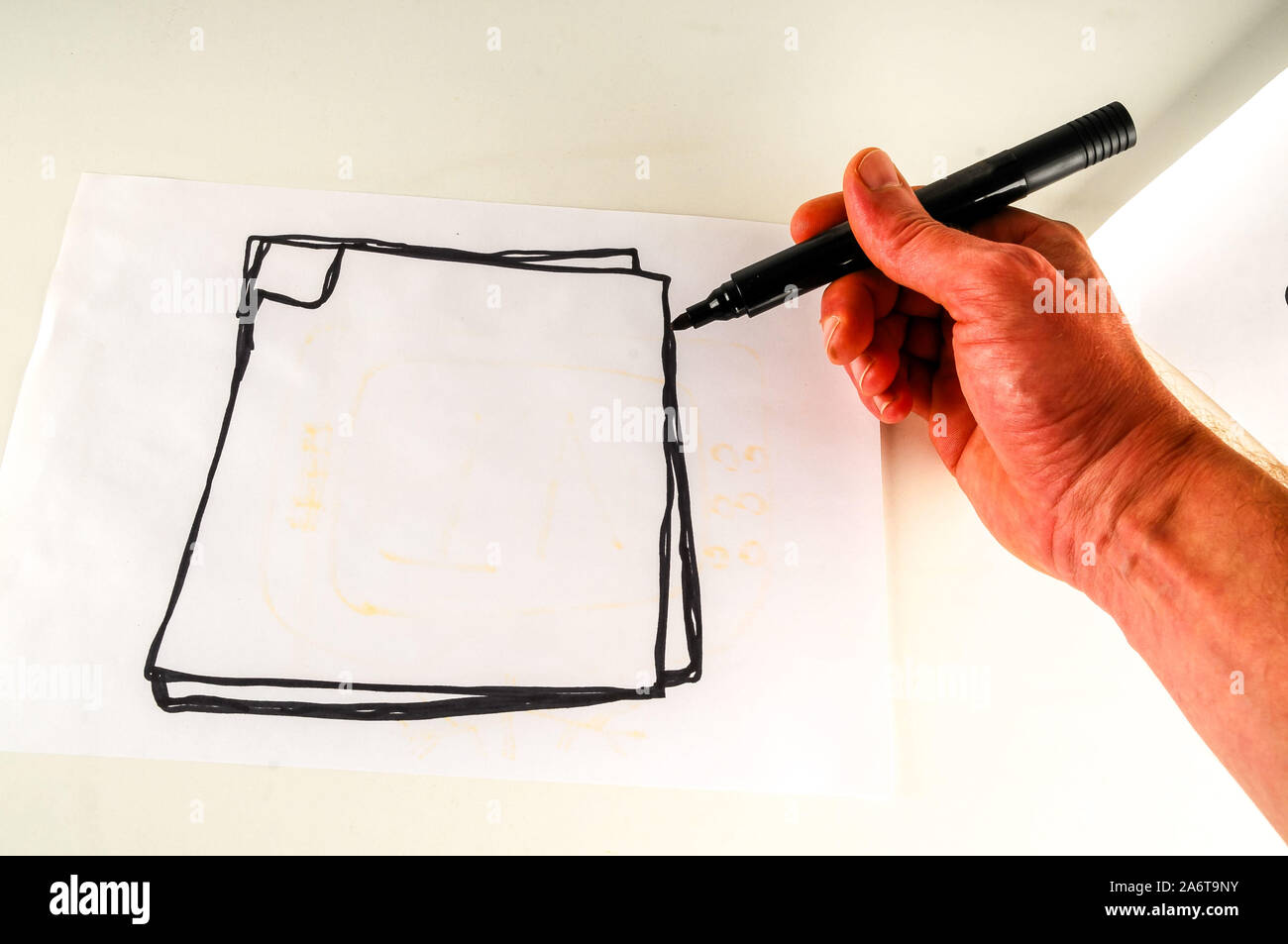 Close-up of sheet with drawing Object on a White Background Stock Photo ...