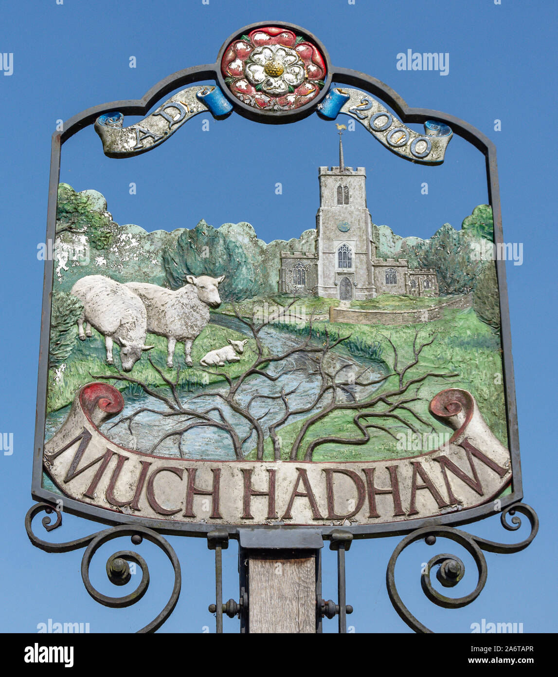 Village sign, Much Hadham, Hertfordshire, England, United Kingdom Stock ...