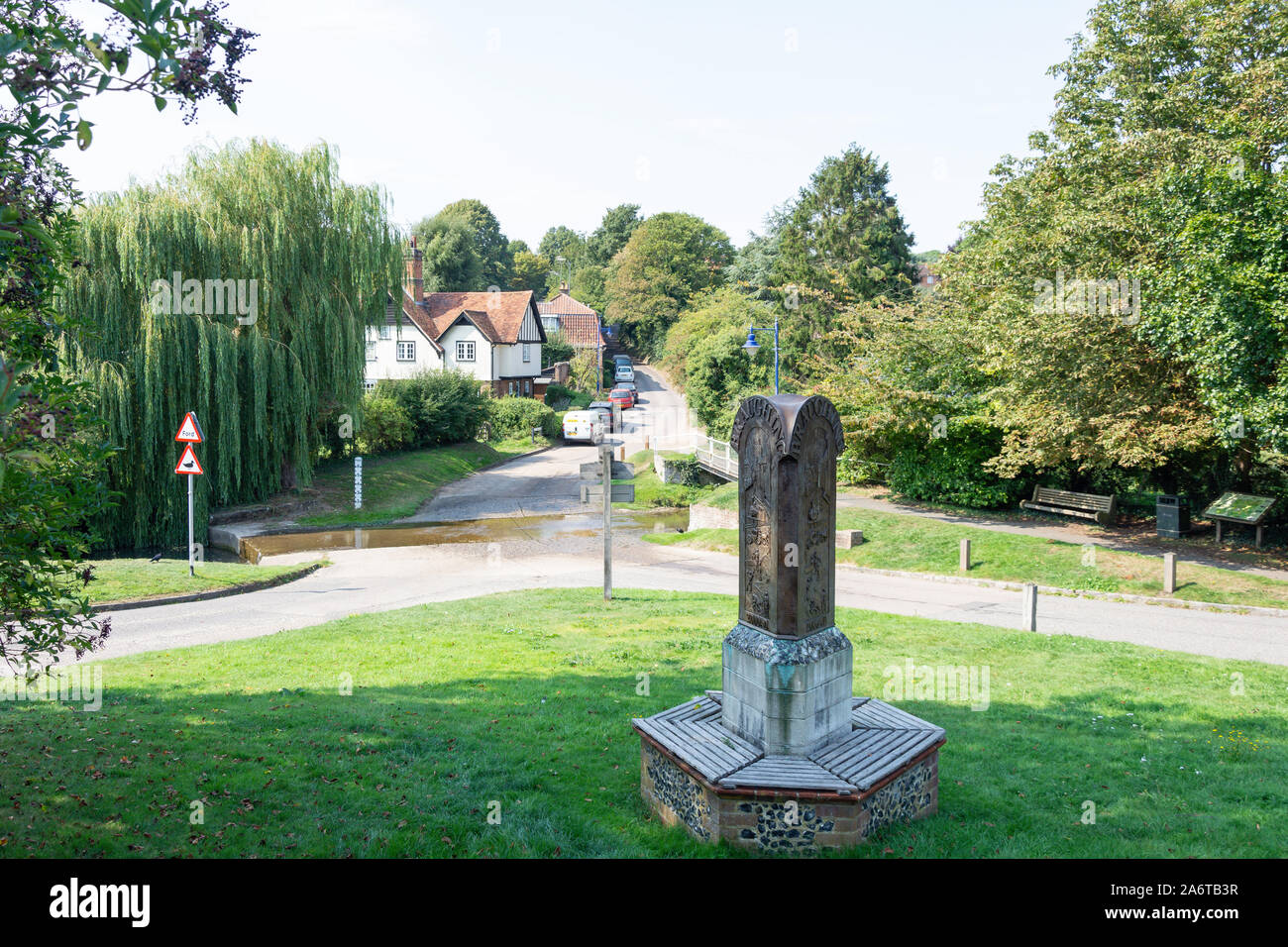 The ford across River Quin, Braughing, Hertfordshire, England, United ...