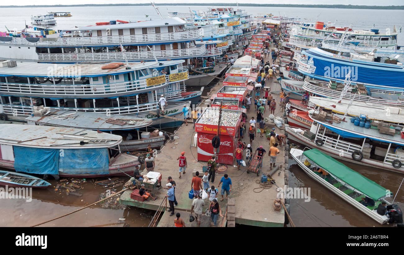 Manaus, Amazonas, Brazil - January 2008: movement of people and goods ...