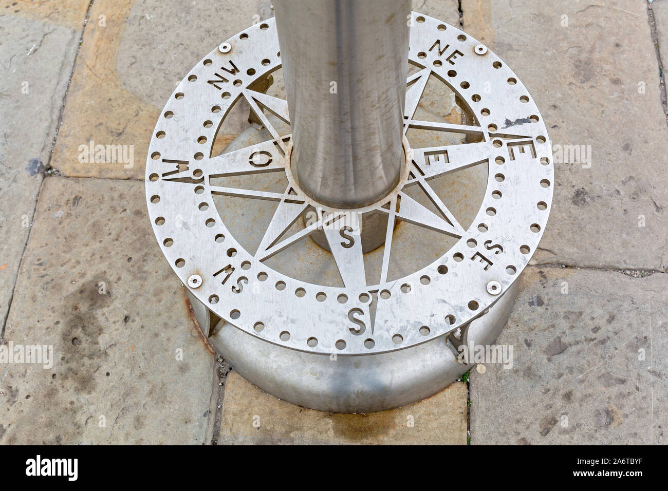 Steel Plate Navigation Compass Directions at Street Stock Photo - Alamy