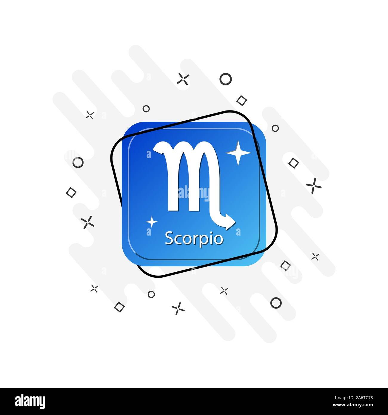 Blue button with scorpio zodiac sign symbol, flat design Stock Vector ...