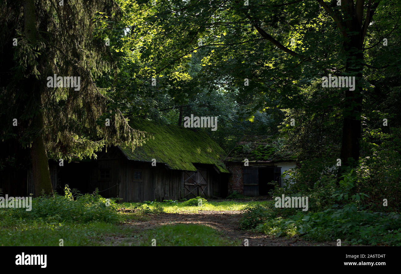 old farm in Poland, wooden buildings Stock Photo - Alamy