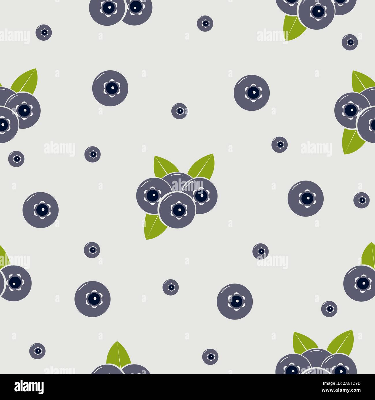 Seamless pattern with blueberries and leaves on white background. Flat ...