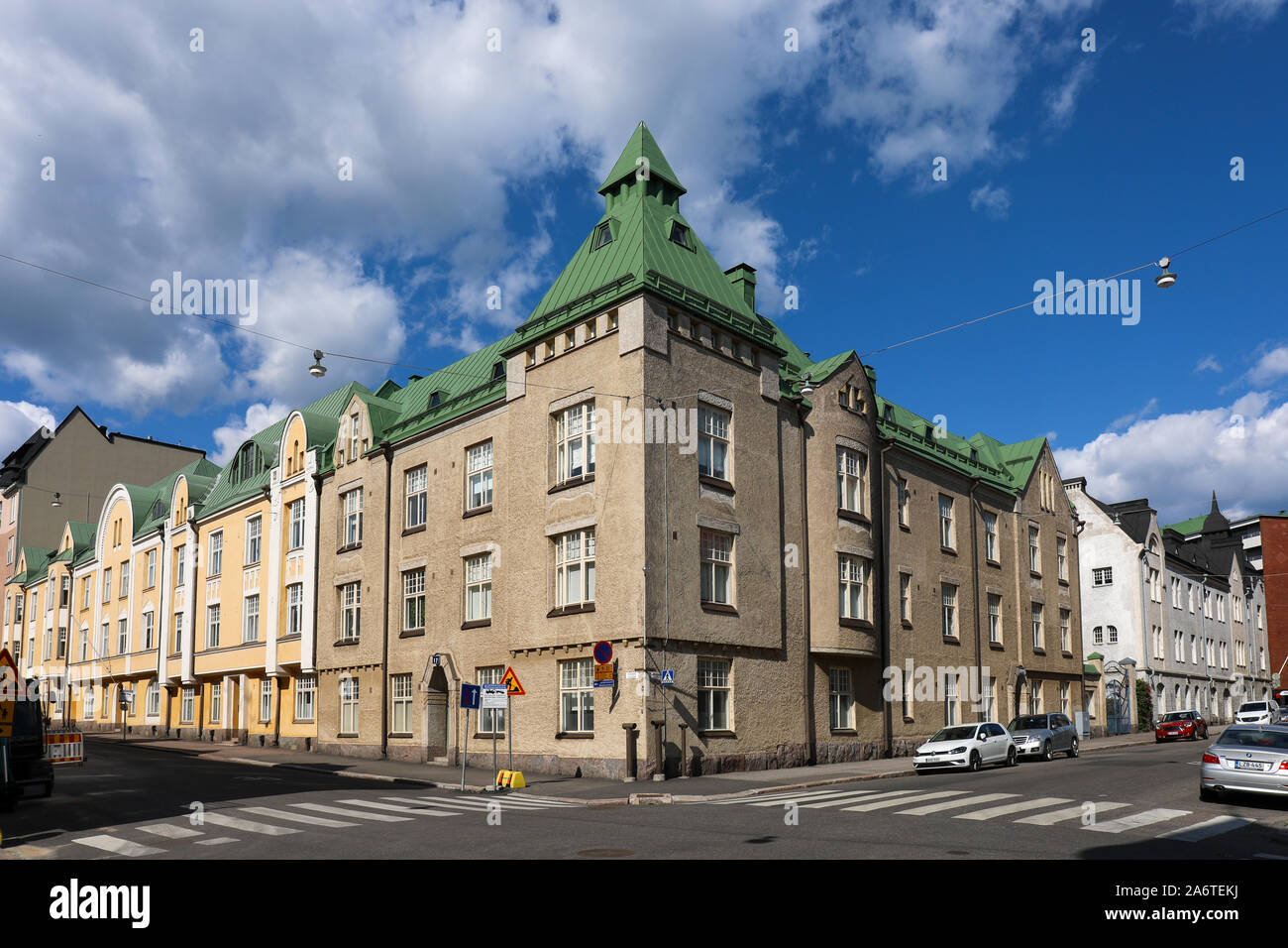 Huvilakatu 17, simplified national-romantic style residential building ...