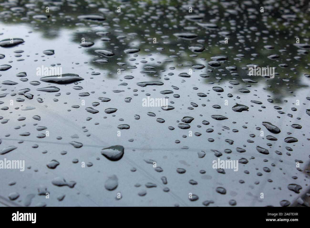 Rain drops over the freshly waxed car surface Stock Photo - Alamy