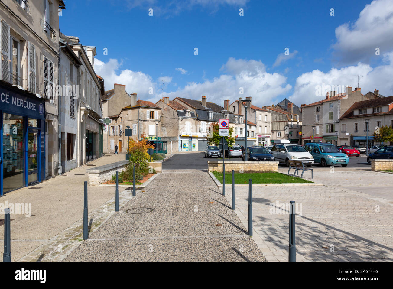 Town square, Montmorillon, France Stock Photo - Alamy