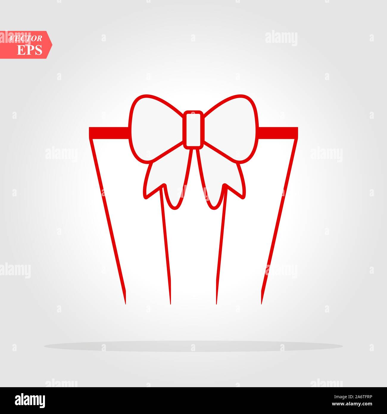 Red Gift. Isolated vector icon, sign, emblem, pictogram. Flat style for ...
