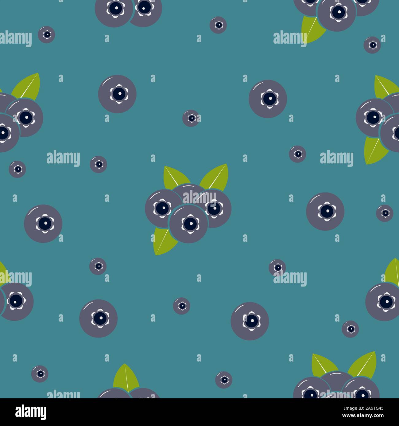 Seamless pattern with blueberries and leaves on dark background. Flat ...