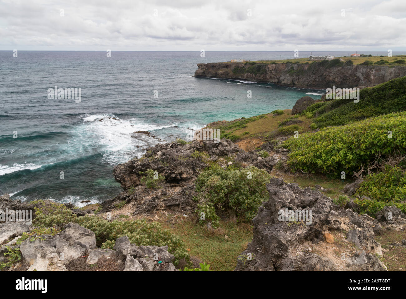 Rugged coastline at Ragged Point on Barbados's south-east coast Stock ...