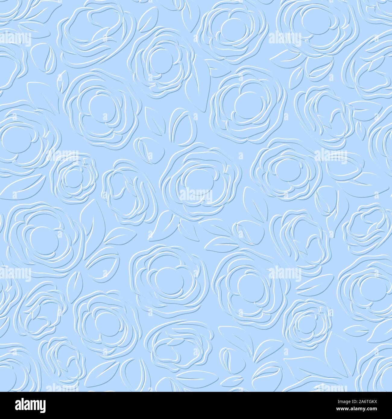 Vector seamless embossed blue floral pattern Stock Vector Image & Art ...