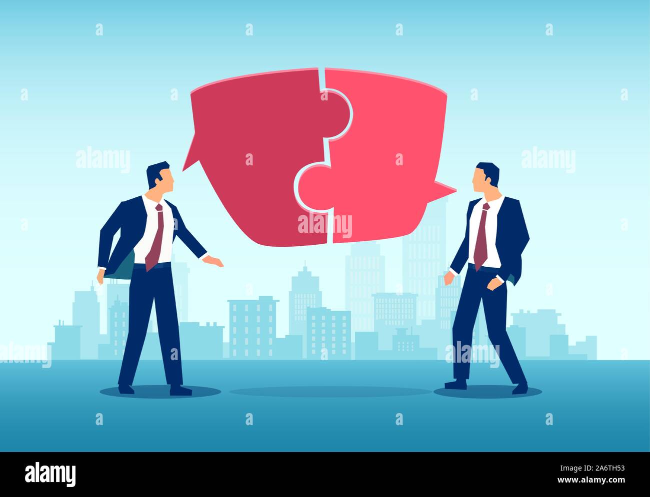 Vector of two businessmen having a successful communication solving a ... Vector of two businessmen having a successful communication solving a ...