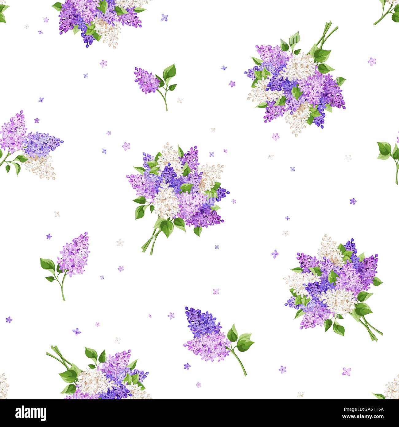Vector seamless pattern with lilac flowers on a white background Stock ...