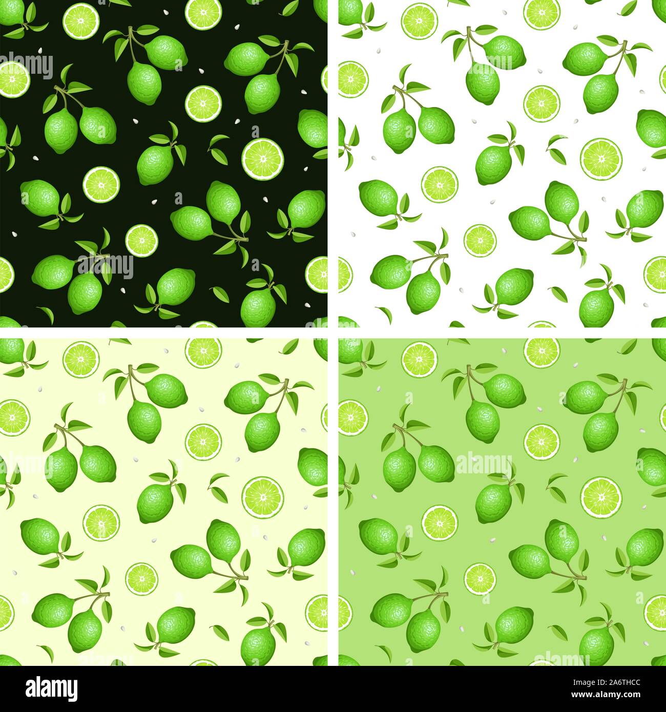 Vector set of four seamless patterns with green limes Stock Vector Image & Art - Alamy